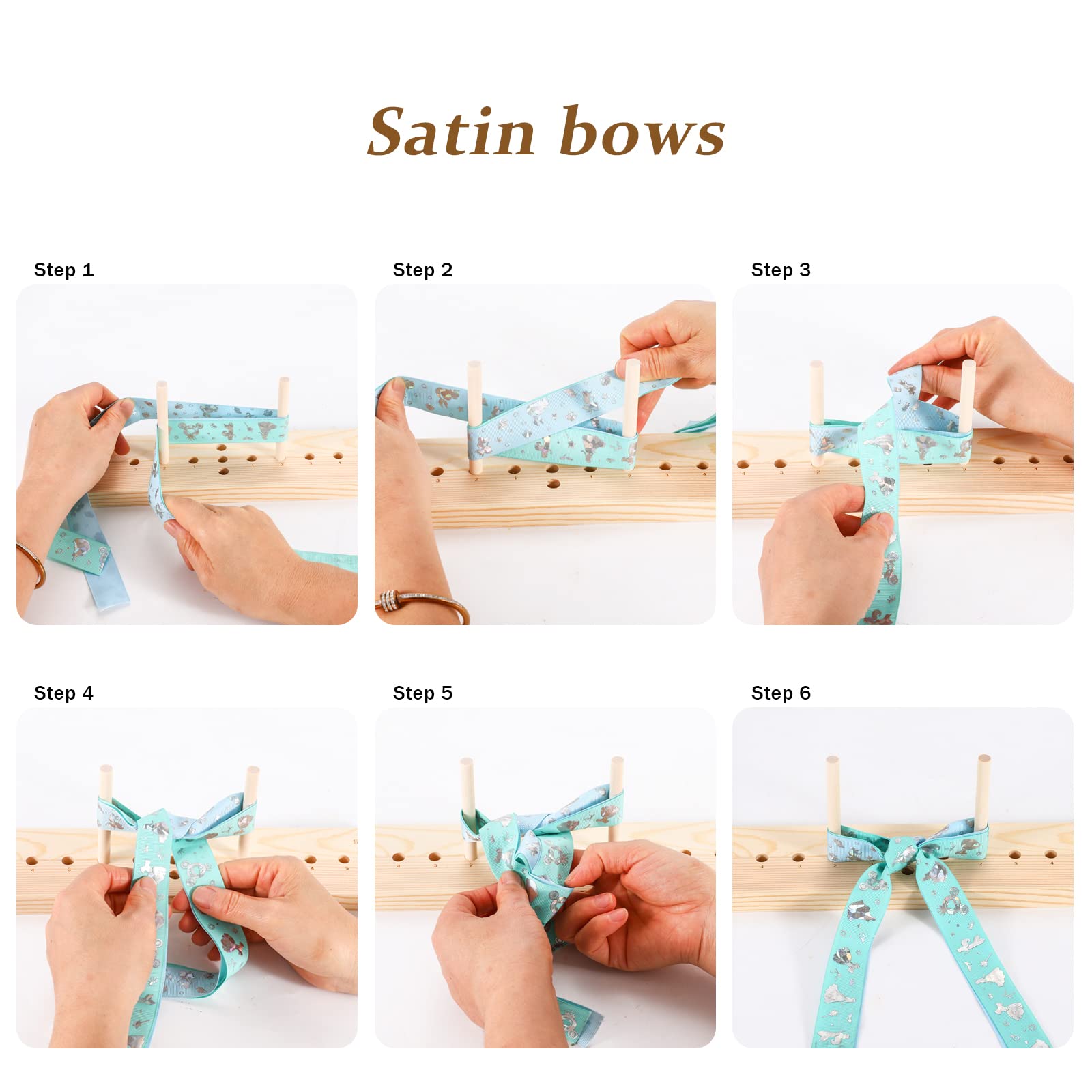 Bow Maker for Ribbon for Wreaths, Wooden Ribbon Bow Maker Tool for Christmas Bows, Hair Bows, Creating Gift Bows, Party Decorations, Corsages, Various Crafts(with Instructions)