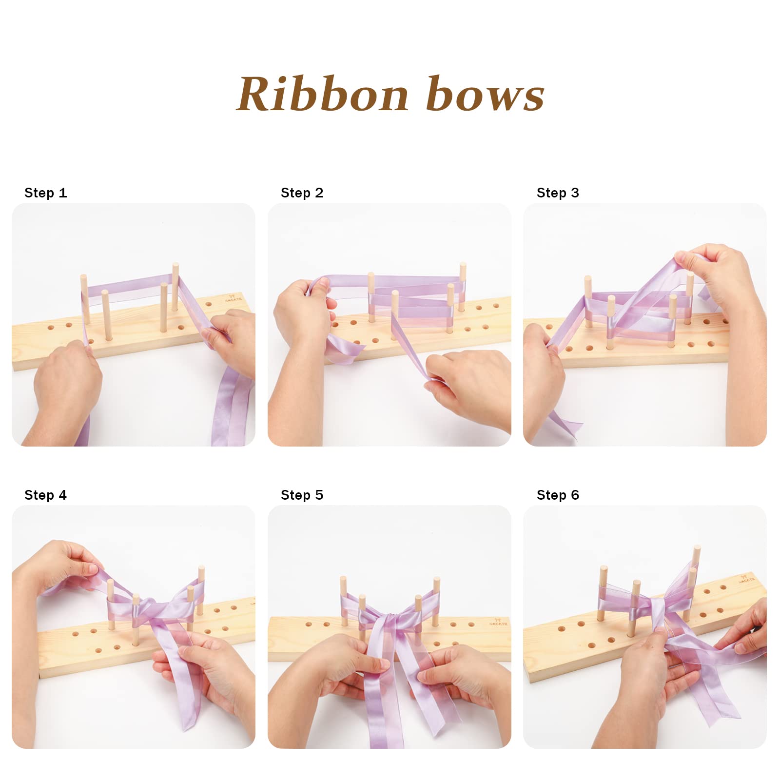 Bow Maker for Ribbon for Wreaths, Wooden Ribbon Bow Maker Tool for Christmas Bows, Hair Bows, Creating Gift Bows, Party Decorations, Corsages, Various Crafts(with Instructions)