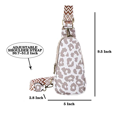 Mzjeaziany Sling Bag for Women Leopard Print Chest Bag Small Crossbody Bag PU Leather Satchel Daypack Shoulder Backpack for Traveling Hiking