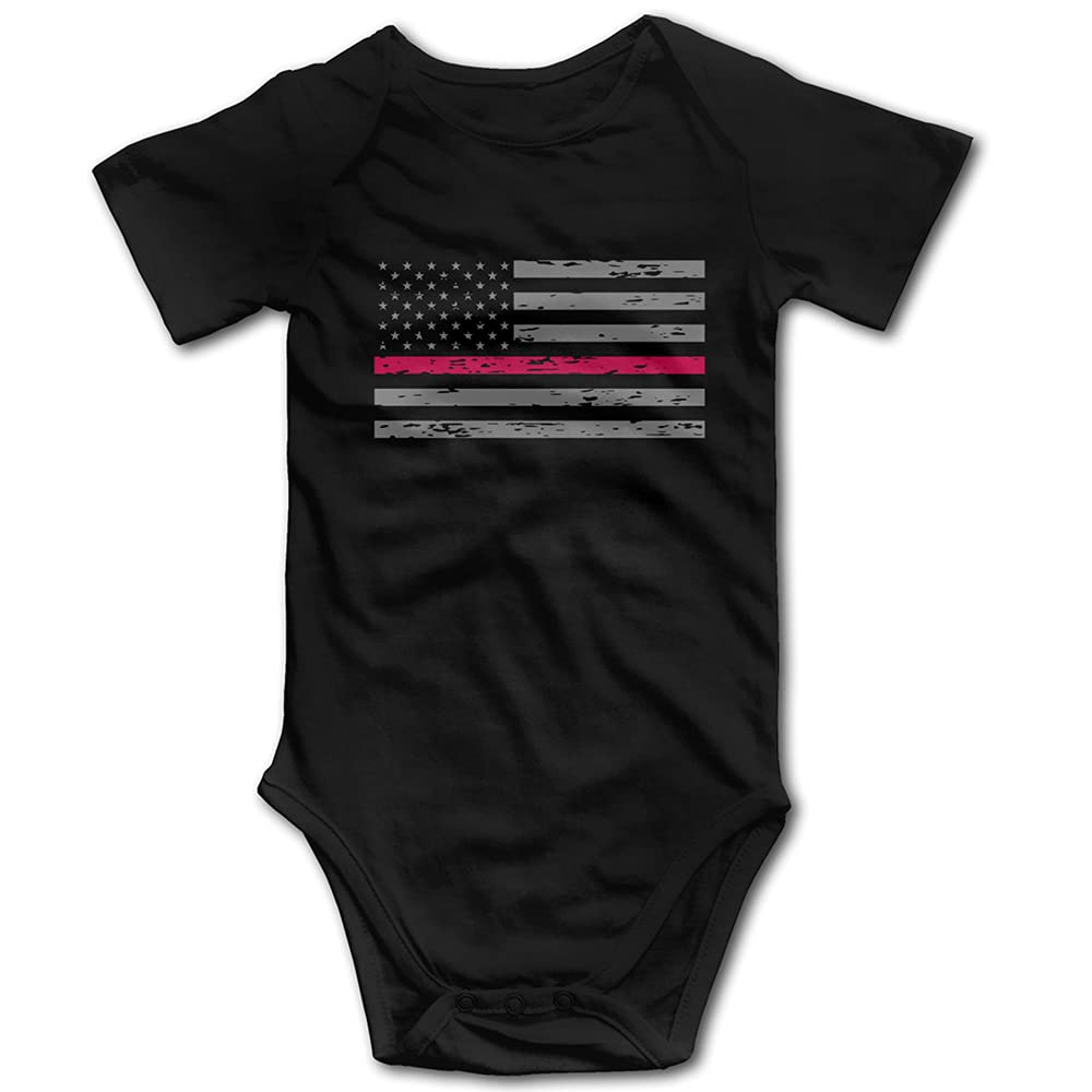NEWBABY Firefighter Thin Red Line American Flag Baby Short Sleeves Bodysuit for 0-24m Baby ¡