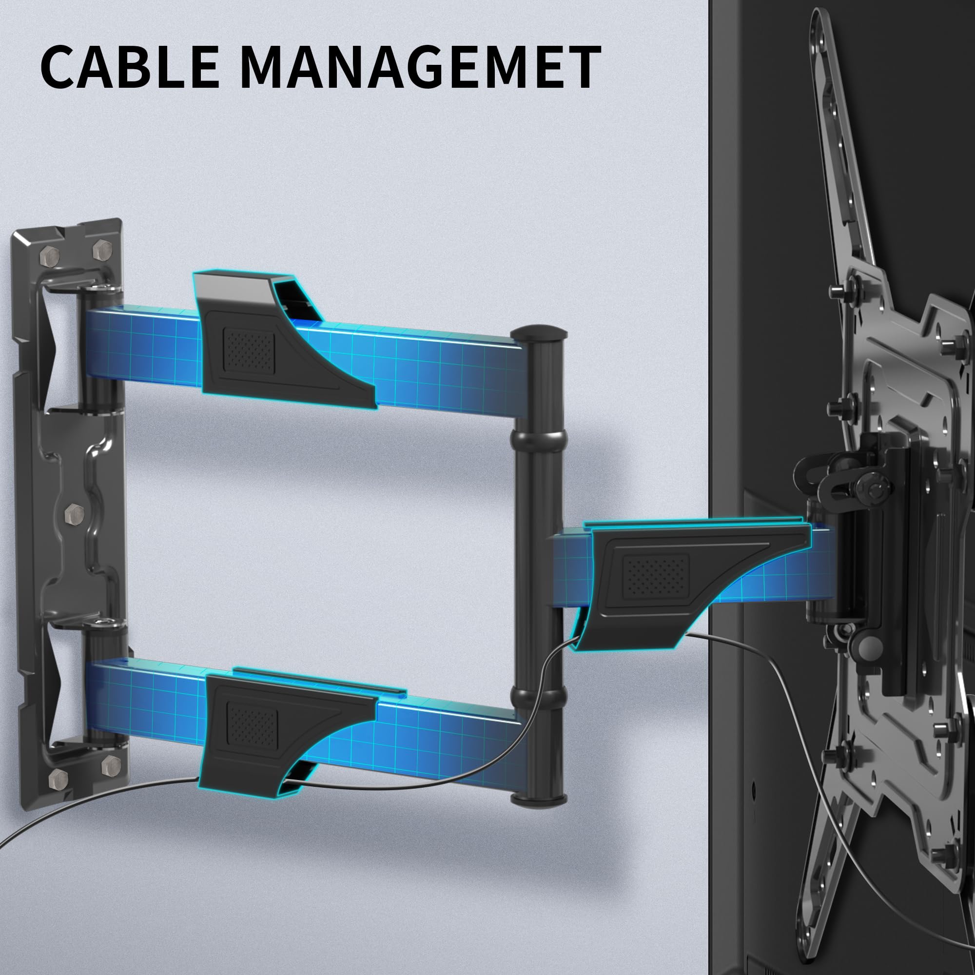 XINLEI Full Motion TV Wall Mount for Most 26-55 Inch Flat Curved TVs, Wall Mount TV Bracket with Swivel Articulating Extension Tilt Arm, Support up to 70lbs, Max VESA 400x400mm(MAP3)