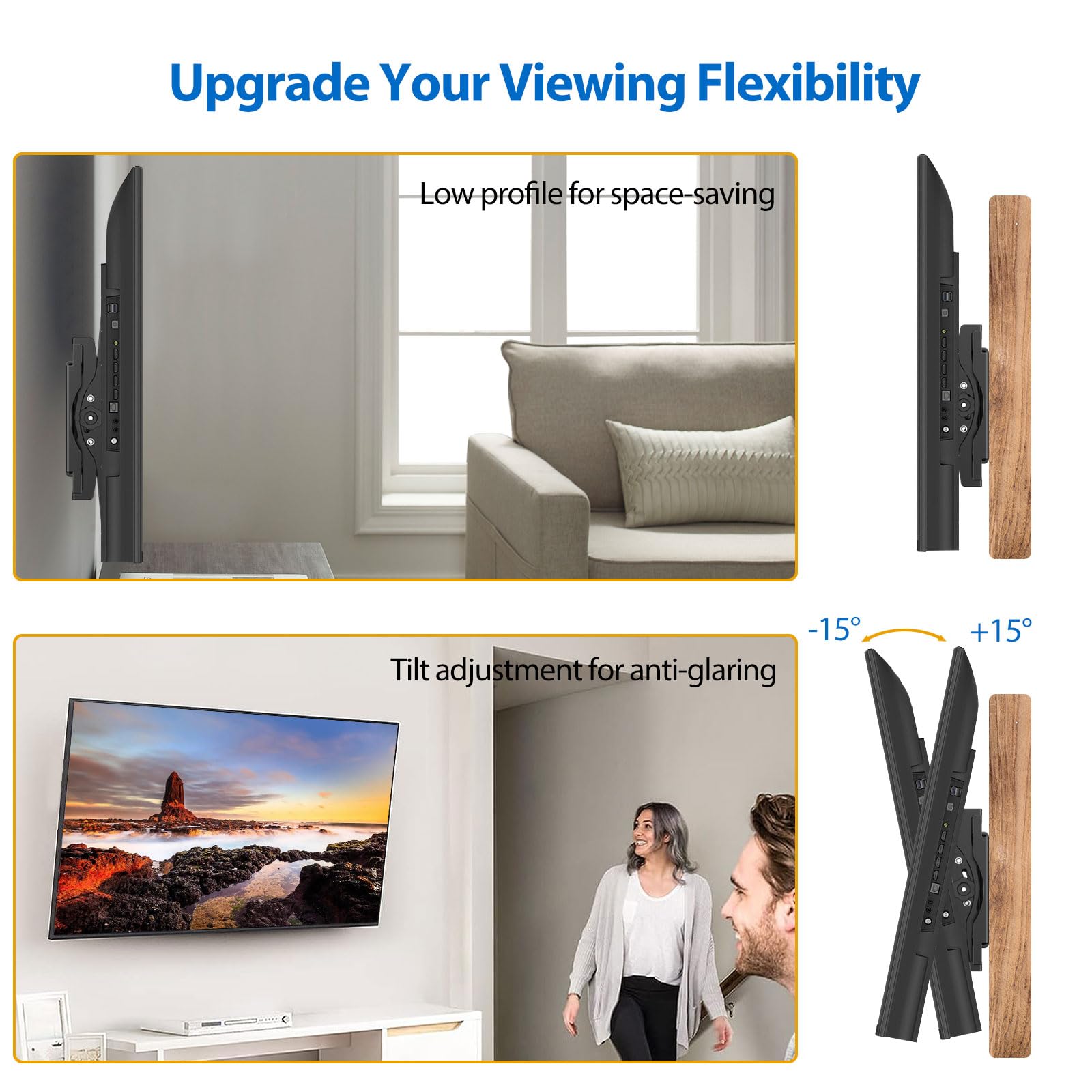 GLWIXY Tilt TV Wall Mount Bracket for Most 32-68 Inch TVs,Universal TV Mount Max VESA 400 x 400mm with Loading Capacity 132lbs, 40 42 43 50 55 58 60 Incn Low Profile Flat Wall Mount TV Bracket