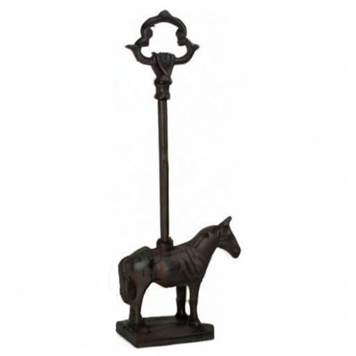 Standing Horse Door Stop Porter with Handle, Rustic Cast Iron, 18-inch