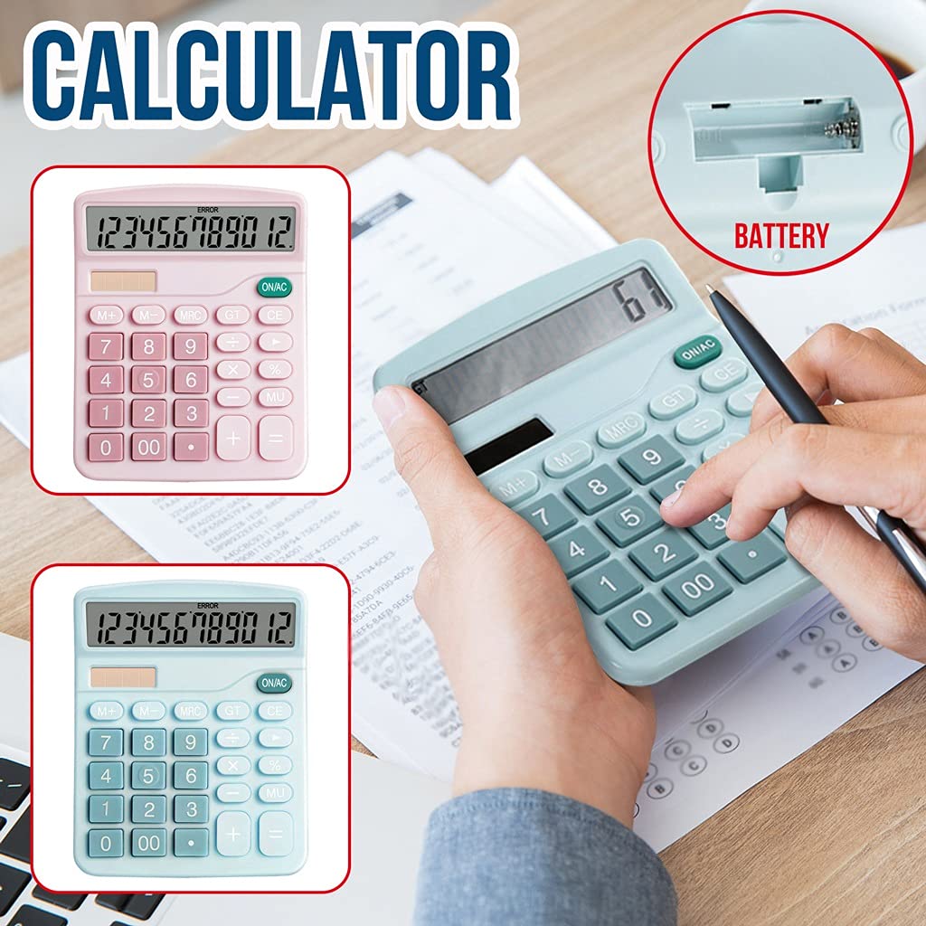 MJWDP Calculator 12 Digits Electronic LCD Large Screen Desktop Calculators Home Office School Calculators Financial Accounting Tools (Color : D)