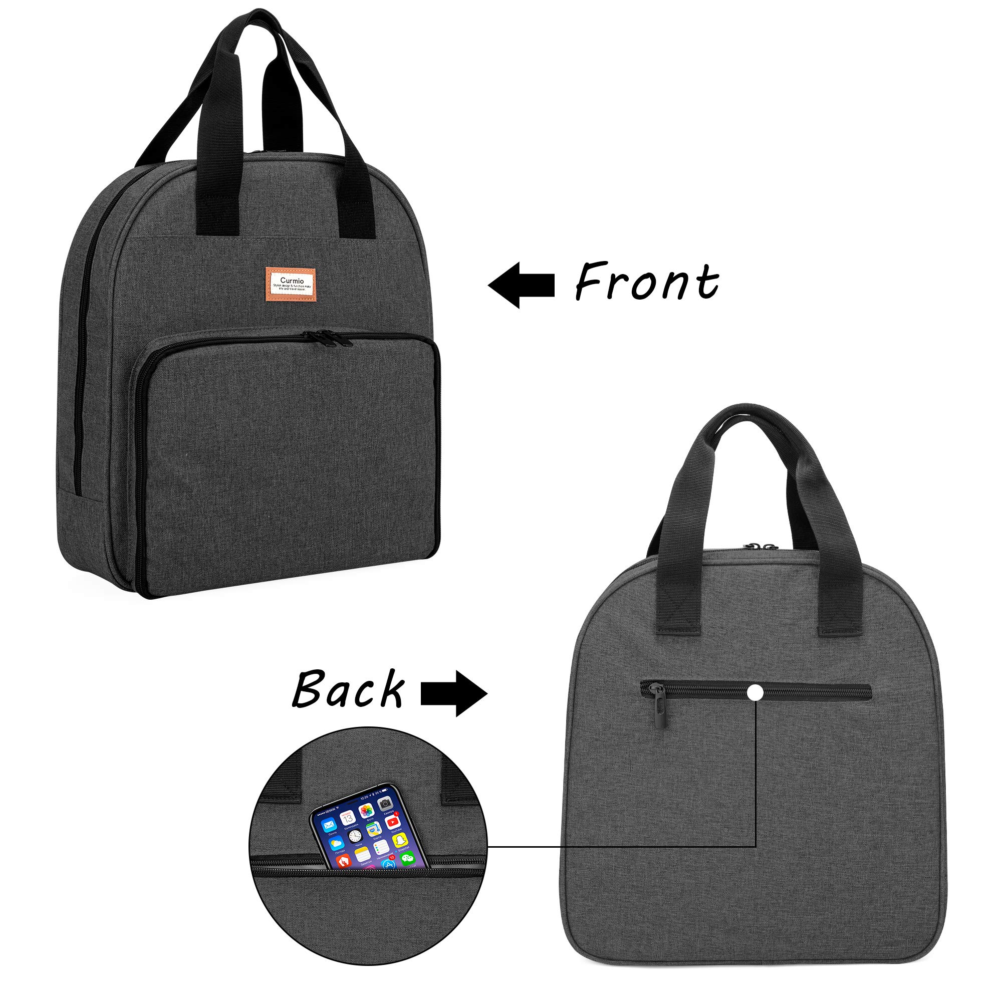 CURMIO Embroidery Bag, Portable Embroidery Project Storage for Embroidery Hoops, Floss, and Cross Stitch Supplies, Bag ONLY, Black (Patented Design)