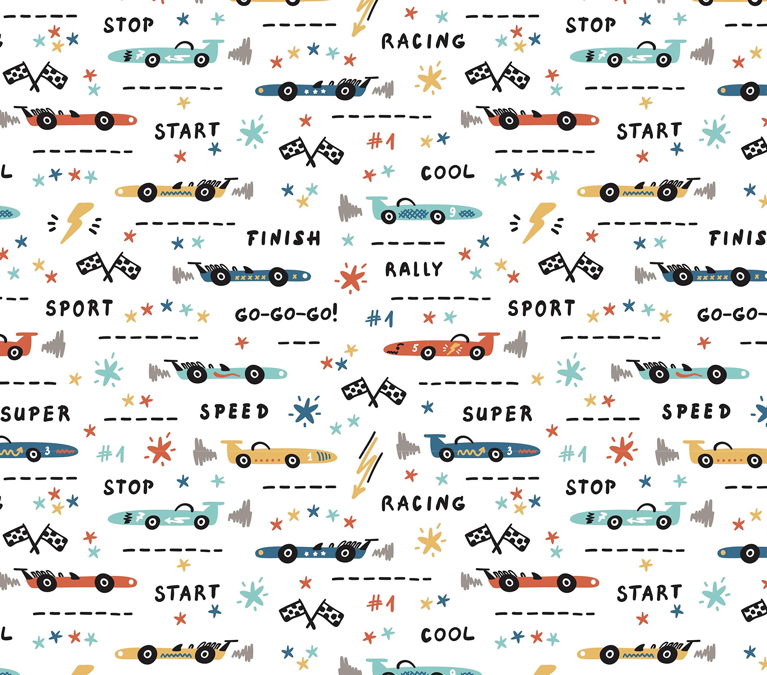 Stesha Party Racing Gift Wrap Race Car Wrapping Paper - Folded Flat 30 x 20 Inch - 3 Sheets
