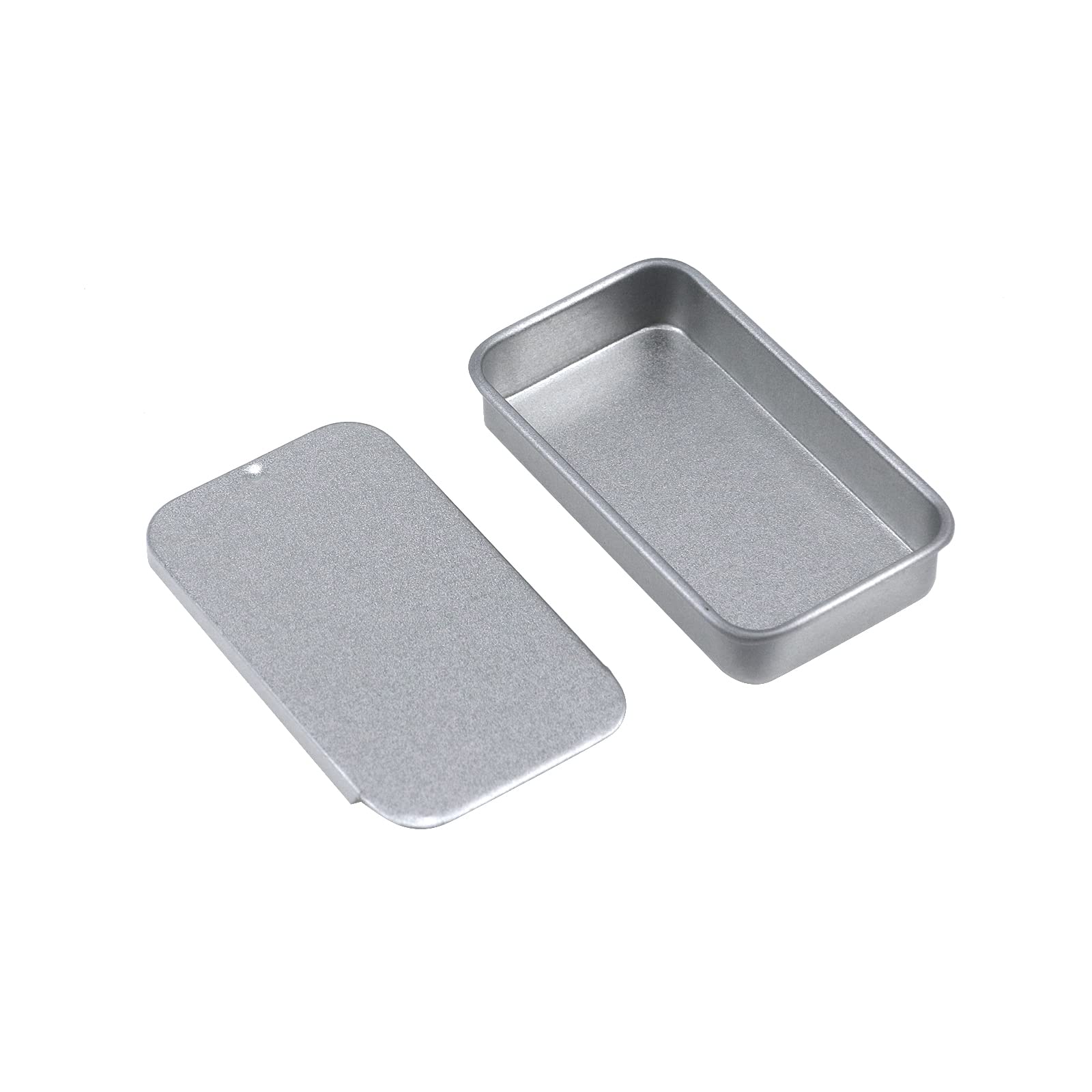 Antrader Metal Slide Top Tin Containers for Crafts & Candies & Jewelry & Pills Survival Kit,2.36"x 1.34"x 0.43",Pack of 12,Silver