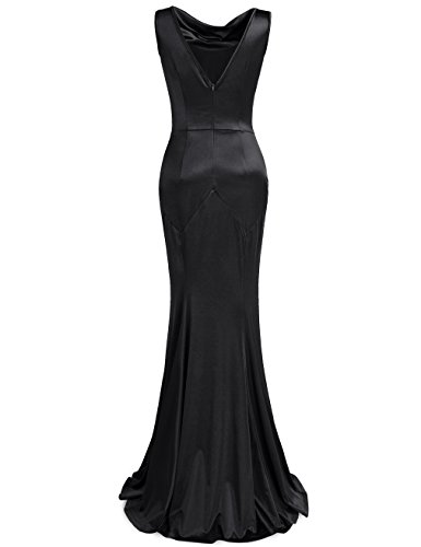 MUXXN Women's Sleeveless Floor Length Sheath Formal Vintage Cocktail Evening Long Maxi Dress Black L