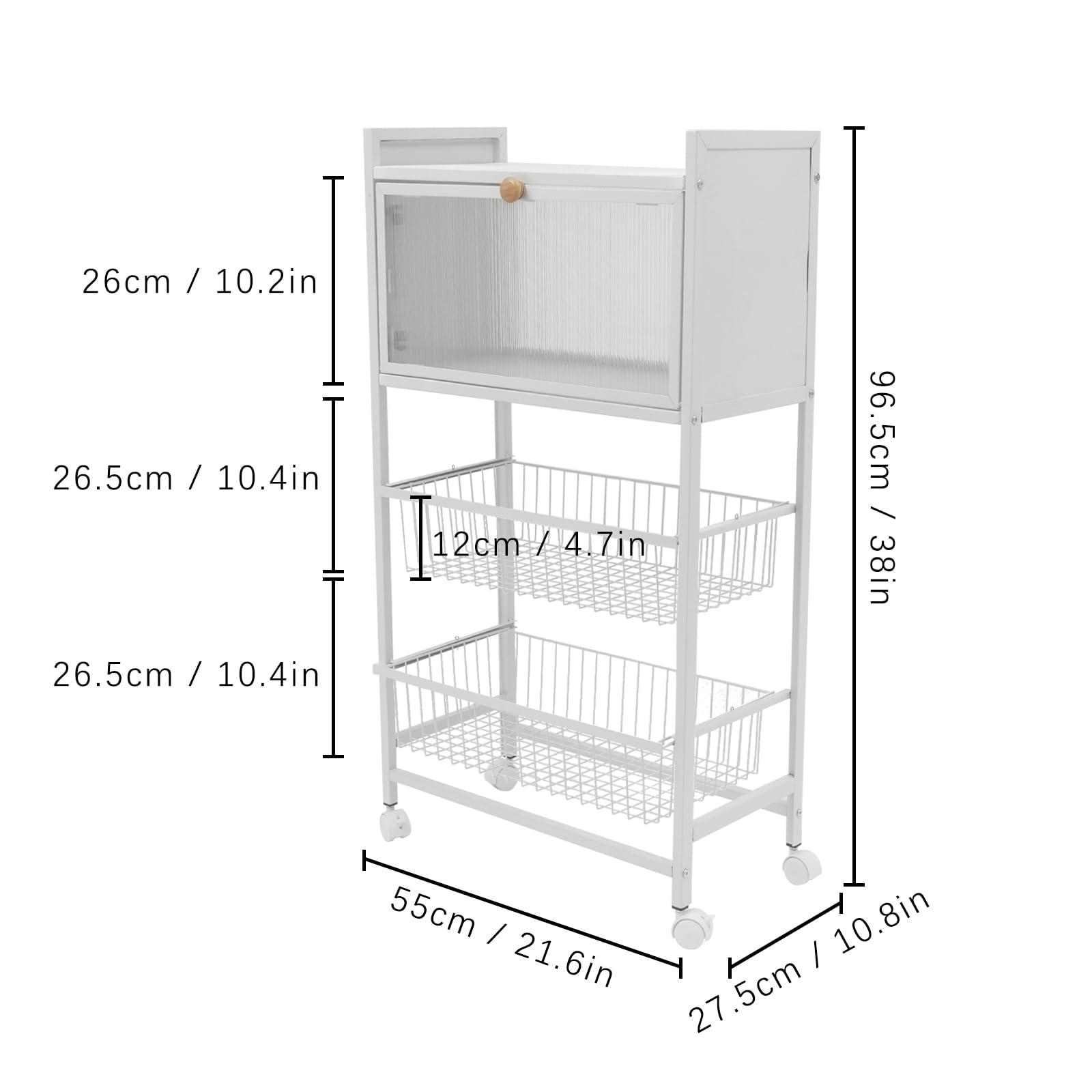 HuaShuani Kitchen Storage Rack, Bread Rack Coffee Station Microwave Rack Storage Rack Kitchen Cart, 4 Level Kitchen Drain Rack, Cutlery, Wine, POTS and Pans, 4 Universal Wheels (White)