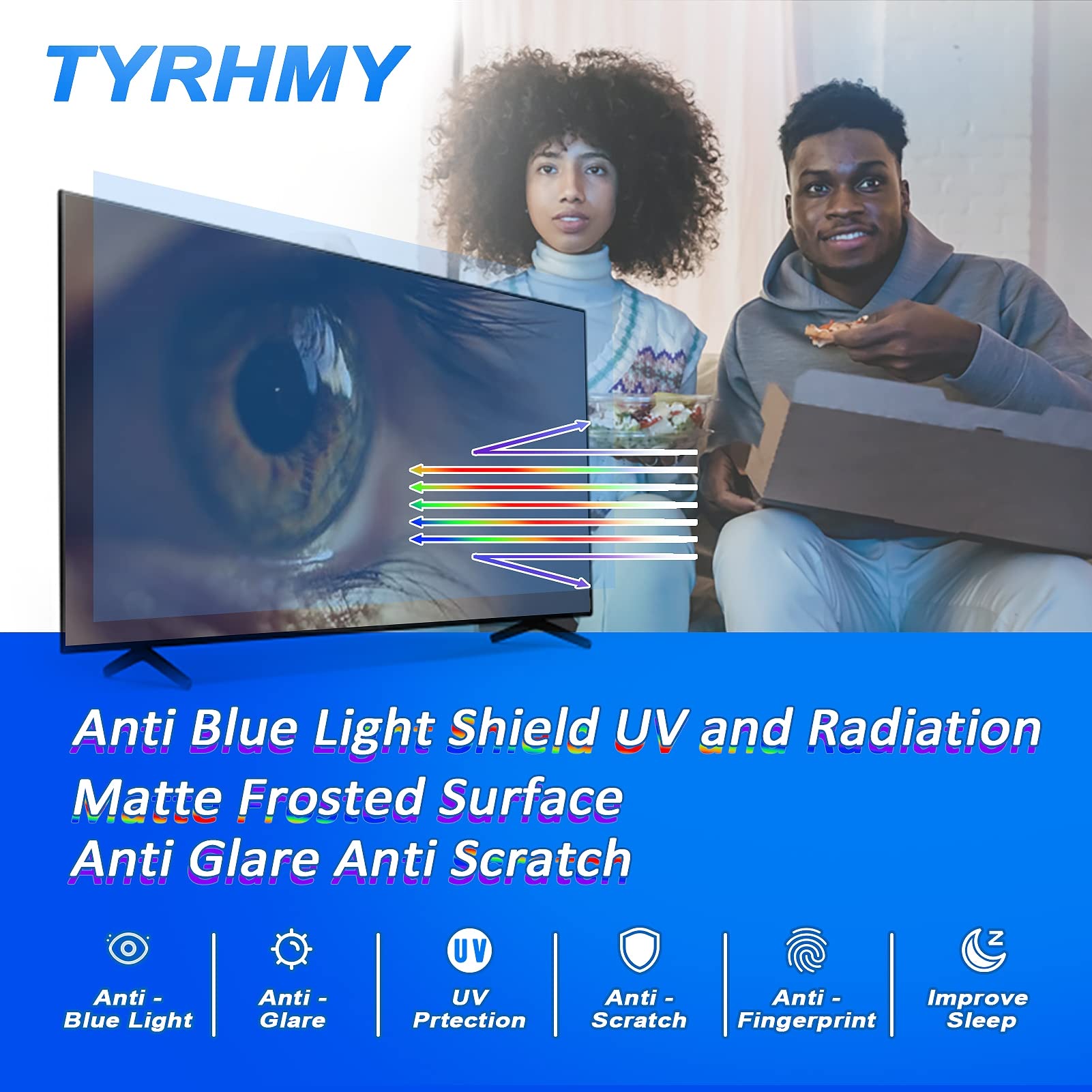 65 Inch Non-Glare TV Screen Protector, Anti-Blue Light/Anti Scratch Protection Film, Protect Your Eyes for Samsung, Insignia, VIZIO, TCL, Sony, Sharp, Hisense, LG, TCL, Etc,65in L56.69inxW31.85in
