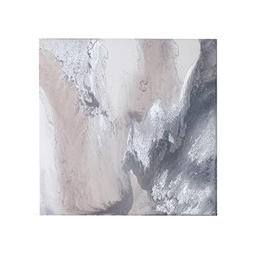 Madison Park Wall Art Living Room Décor - Blissful Abstract Wall Art, Modern Home Décor Painting Gel Coat Canvas with Silver Foil Embellishment, 27"W x 27"H x 1.5"D, Blush