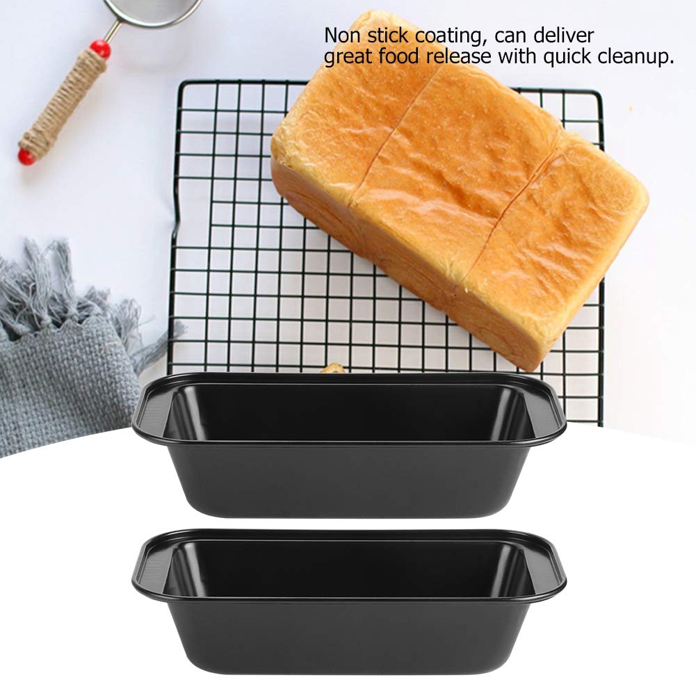 2 Pcs Baking Loaf Pan Rectangle Bread Cake Mold Carbon Steel Black 10 x 5.2 x 2.4 Inch Nonstick Coating Loaf Pan Baking Tray for Home Kitchen