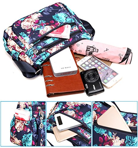 Collsants Nylon Crossbody Purse for Women Small Travel Shoulder Bag Multi Pocket Water Resistant