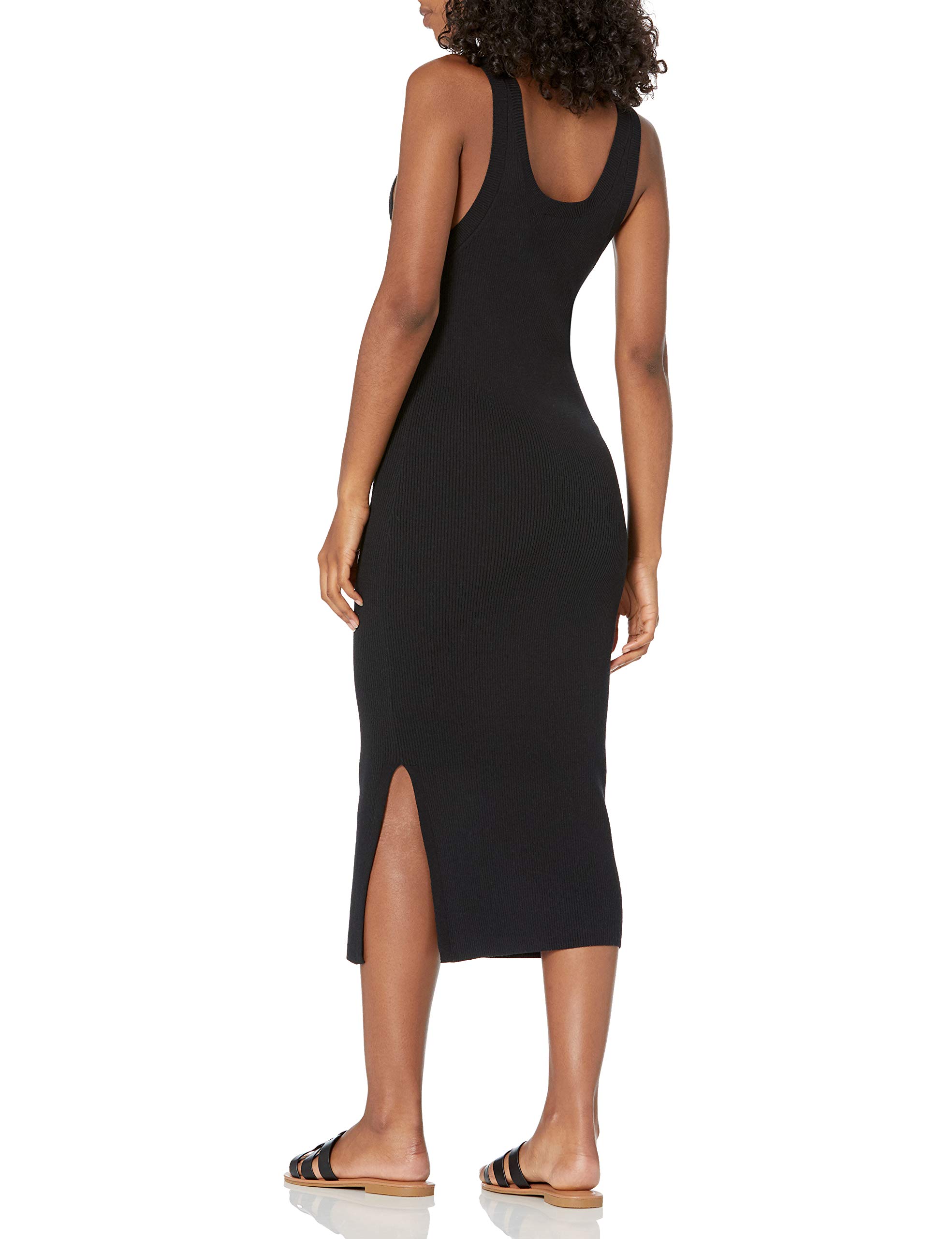 The Drop Women's Yasmin Side Slit Midi Sweater Tank Dress, Black, M