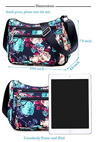 Collsants Nylon Crossbody Purse for Women Small Travel Shoulder Bag Multi Pocket Water Resistant