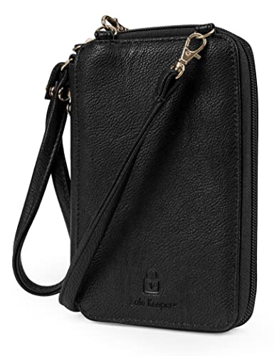 Mundi Jacqui Vegan Leather RFID Womens Crossbody Cell Phone Purse Holder Wallet ((Black))