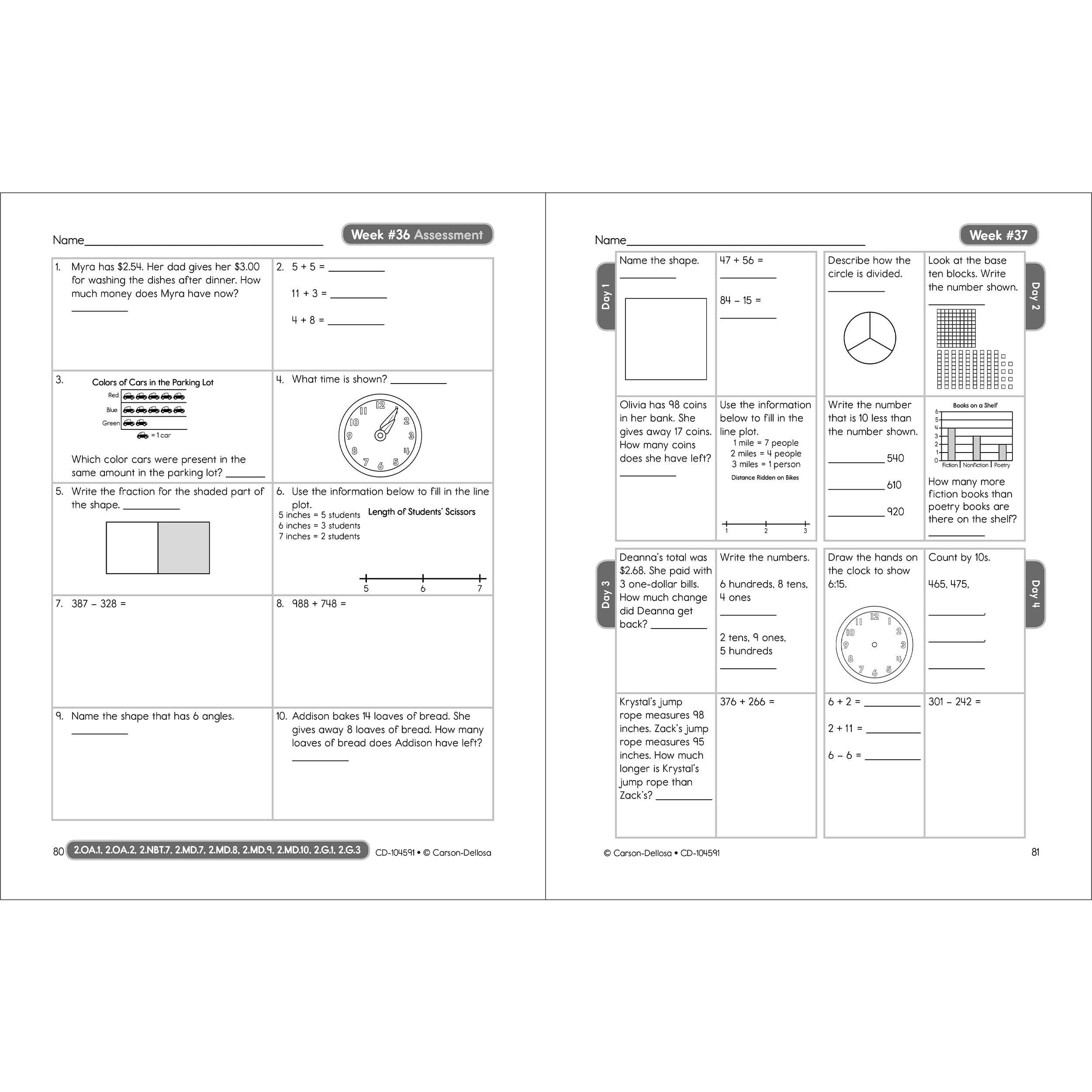 Carson Dellosa Common Core 4 Today Workbook, Math, Grade 2, 96 Pages (CDP104591)