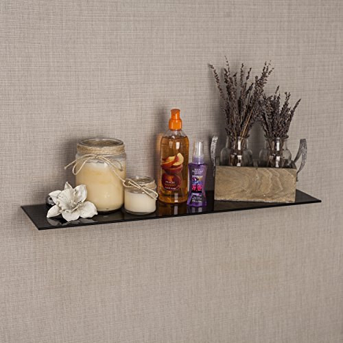 Danya B Black Smoke Glass Floating Shelf with Chrome Brackets
