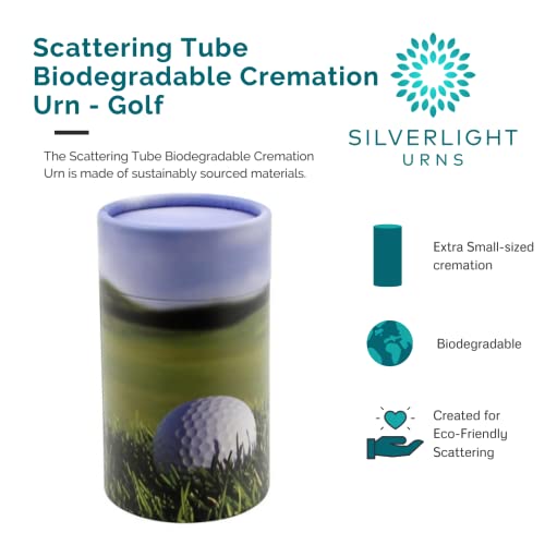 Golf Scattering Tube - Extra Small, Biodegradable Cremation Urn for Ashes, Extra Small Sized Cremation Urn, 5.25 Inches High