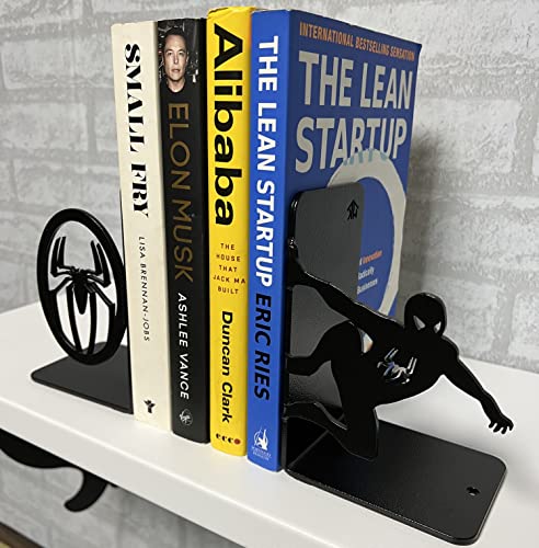 HeavenlyKraft Superhero Decorative Metal Bookend, Non Skid Book End, Book Stopper for Home/Office Decor/Shelves, 5.9 X 3.9 X 3.14 inch per Piece, Support Outside