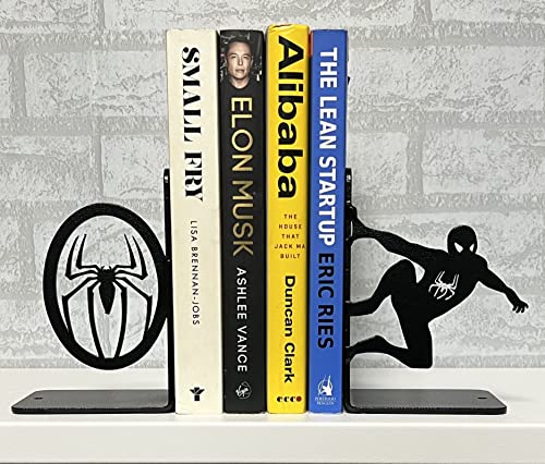 HeavenlyKraft Superhero Decorative Metal Bookend, Non Skid Book End, Book Stopper for Home/Office Decor/Shelves, 5.9 X 3.9 X 3.14 inch per Piece, Support Outside
