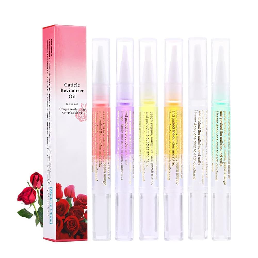 SULLMAR 6Pcs Nail Cuticle Oils Nail Nutrition Oil Pen Nail Treatment Pen 6 Smell Cuticle Revitalizer Prevent Agnail Nourish Skin
