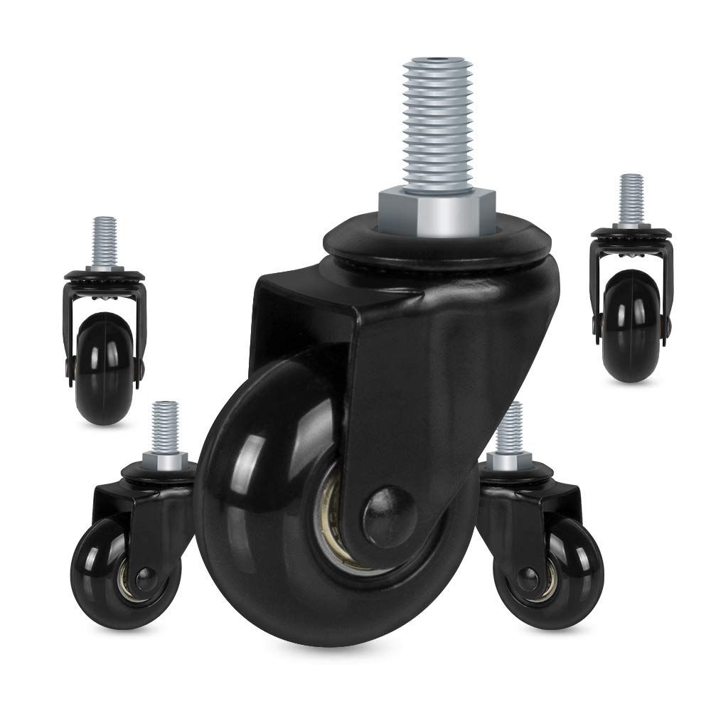 8T8 2" Office Chair Caster Wheels Replacement for Carpet, Heavy Duty Rubber Chair Wheels with Threaded Stem 3/8''-16x1"(NOT METRIC M10), Quiet and Smooth Gliding Across Wood Hardwood Floors - Set of 5