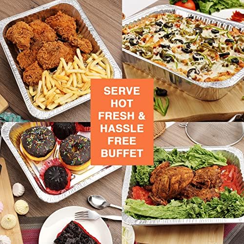 Home Stockware Thin Aluminum Pans 30 Pack - 9x13 inches Disposable Foil Pans Without Lids, Half-Size Deep Tin Foil Pans for Cooking, Baking, BBQ, Grilling, Storing, Prepping Food