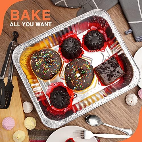 Home Stockware Thin Aluminum Pans 30 Pack - 9x13 inches Disposable Foil Pans Without Lids, Half-Size Deep Tin Foil Pans for Cooking, Baking, BBQ, Grilling, Storing, Prepping Food