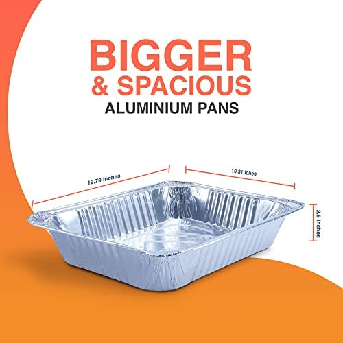 Home Stockware Thin Aluminum Pans 30 Pack - 9x13 inches Disposable Foil Pans Without Lids, Half-Size Deep Tin Foil Pans for Cooking, Baking, BBQ, Grilling, Storing, Prepping Food