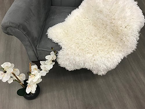 Sweet Home Flokati Collection Shag Abstract Area Rug, 2' x 3'3", Ivory