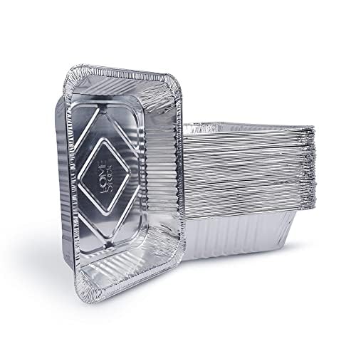 Home Stockware Thin Aluminum Pans 30 Pack - 9x13 inches Disposable Foil Pans Without Lids, Half-Size Deep Tin Foil Pans for Cooking, Baking, BBQ, Grilling, Storing, Prepping Food