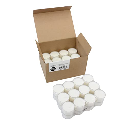 Stonebriar Bulk 48 Pack Unscented Smokeless Long Clear Cup Tea Light Candles with 8 Hour Extended Burn Time, 48 Count