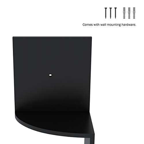 Lavish Home (Black Floating Corner Shelf-5 Tier Wall Shelves with Hidden Brackets to Display Décor, Books, Photos, More-Hardware Included, 11" X 8" X 48.5"