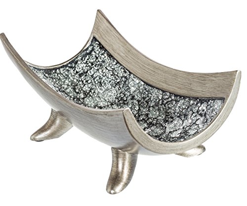 Creative Scents Schonwerk Centerpiece Bowl- Crackled Mosaic Design- Functional Table Decorations- Centerpieces for Dining/Living Room - Best Wedding/Birthday (Silver)