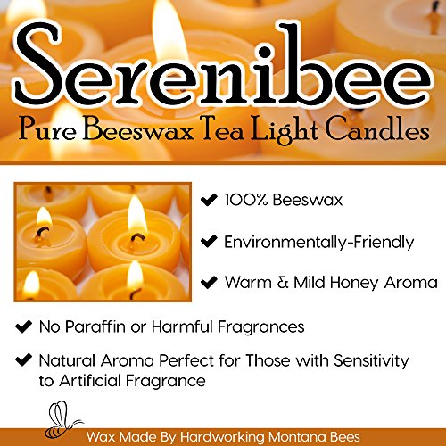 Beeswax Tea Light Candles - 100% Pure Beeswax with One Reusable Glass Candle Holder and Reusable Cotton Bag Eco Friendly Gift Set(12)