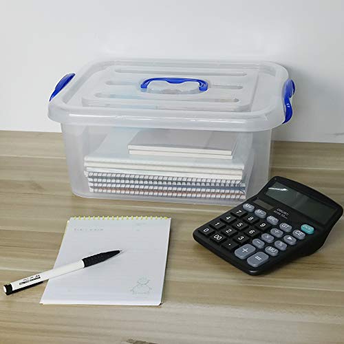 Eagrye 8 Quart Plastic Storage Latch Box, Clear Storage Bin Organizer with Handle, Set of 2