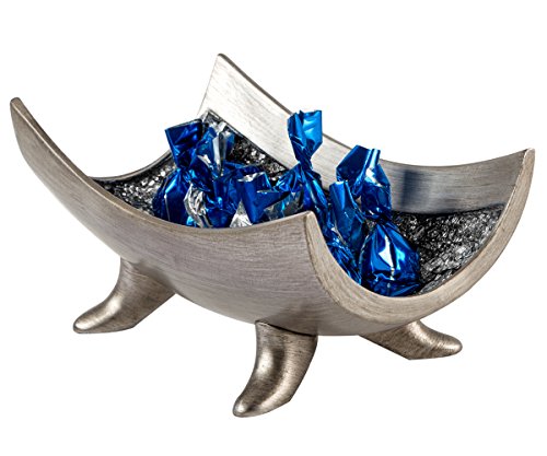 Creative Scents Schonwerk Centerpiece Bowl- Crackled Mosaic Design- Functional Table Decorations- Centerpieces for Dining/Living Room - Best Wedding/Birthday (Silver)