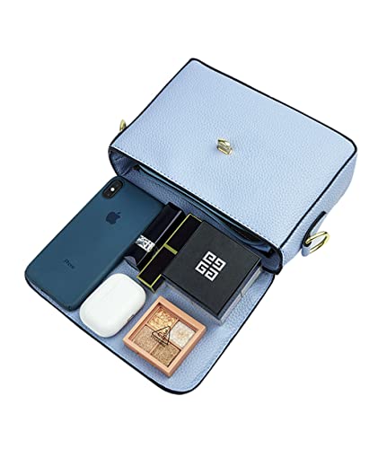 Covelin Women's Small Leather Handbag Tote Shoulder Crossbody Bag Blue