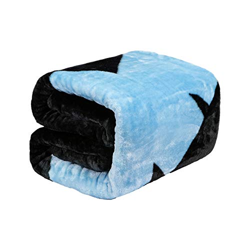JPI Batman Nightwing Queen Blanket - Batman Logo - Black & Sky Blue - Officially Licensed by DC Comics - Super Soft & Thick - Queen 79'' x 95'' - 100% Polyester