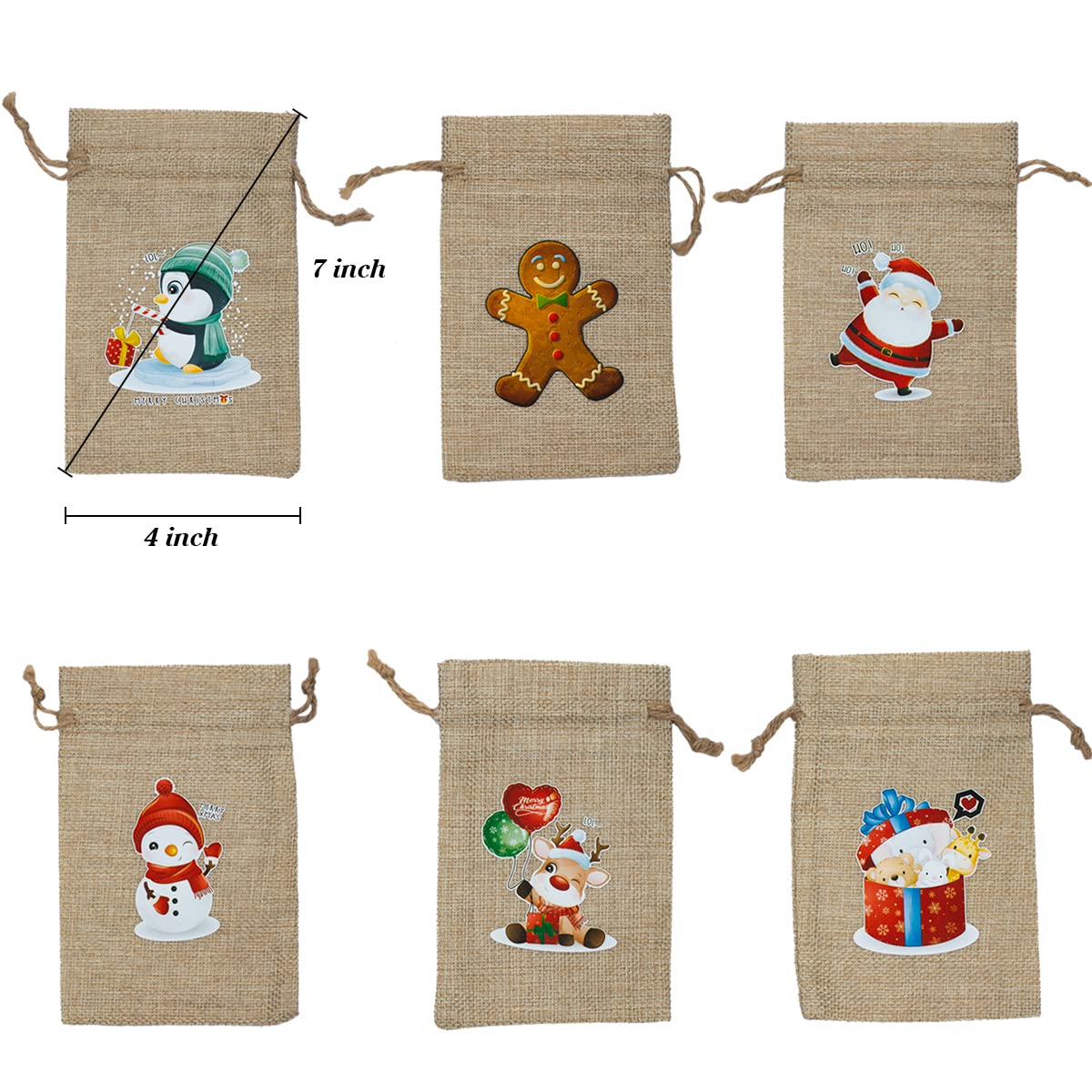 ARTLYMERS 24 Pack Easter Burlap Bags, Bunny Burlap Gift Bags with Drawstring, Linen Jute Goody Gift Bags for Easter Gift Wrapping Kids Party Favor Supply