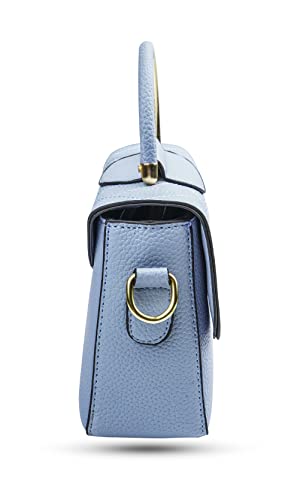 Covelin Women's Small Leather Handbag Tote Shoulder Crossbody Bag Blue