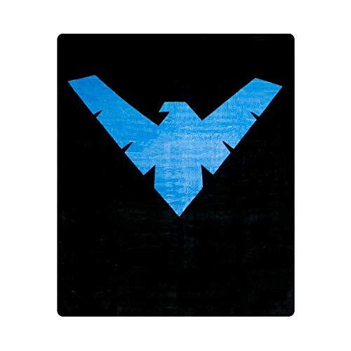 JPI Batman Nightwing Queen Blanket - Batman Logo - Black & Sky Blue - Officially Licensed by DC Comics - Super Soft & Thick - Queen 79'' x 95'' - 100% Polyester