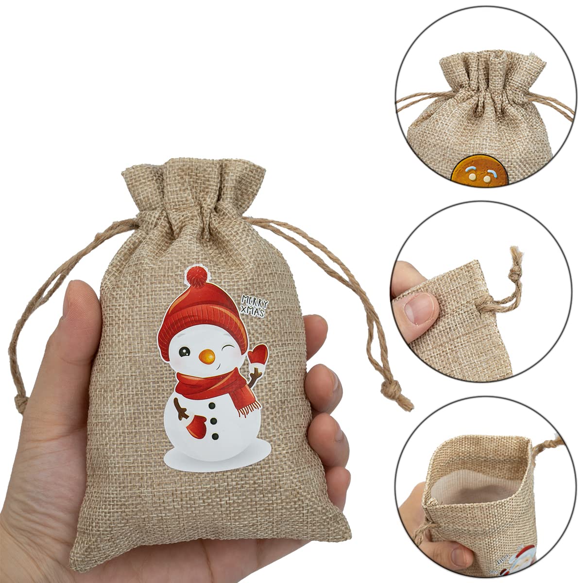 ARTLYMERS 24 Pack Easter Burlap Bags, Bunny Burlap Gift Bags with Drawstring, Linen Jute Goody Gift Bags for Easter Gift Wrapping Kids Party Favor Supply