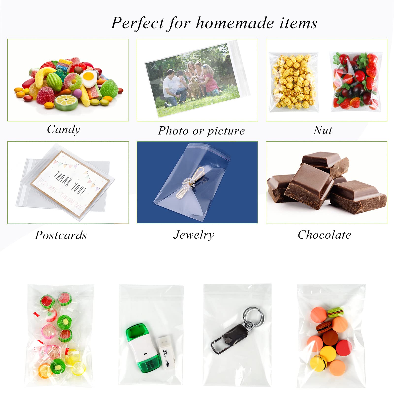 Easter Candy Bags, Clear Cellophane Pretzel Rods Bag, 100Ct 2 '' x 10 '' Cellophane Treat Bags for Chocolate Bars, Individual Chocolate Covered Pretzel Rods, Self Adhesive Sealing Plastic Cello Bags for Candy, Pastry