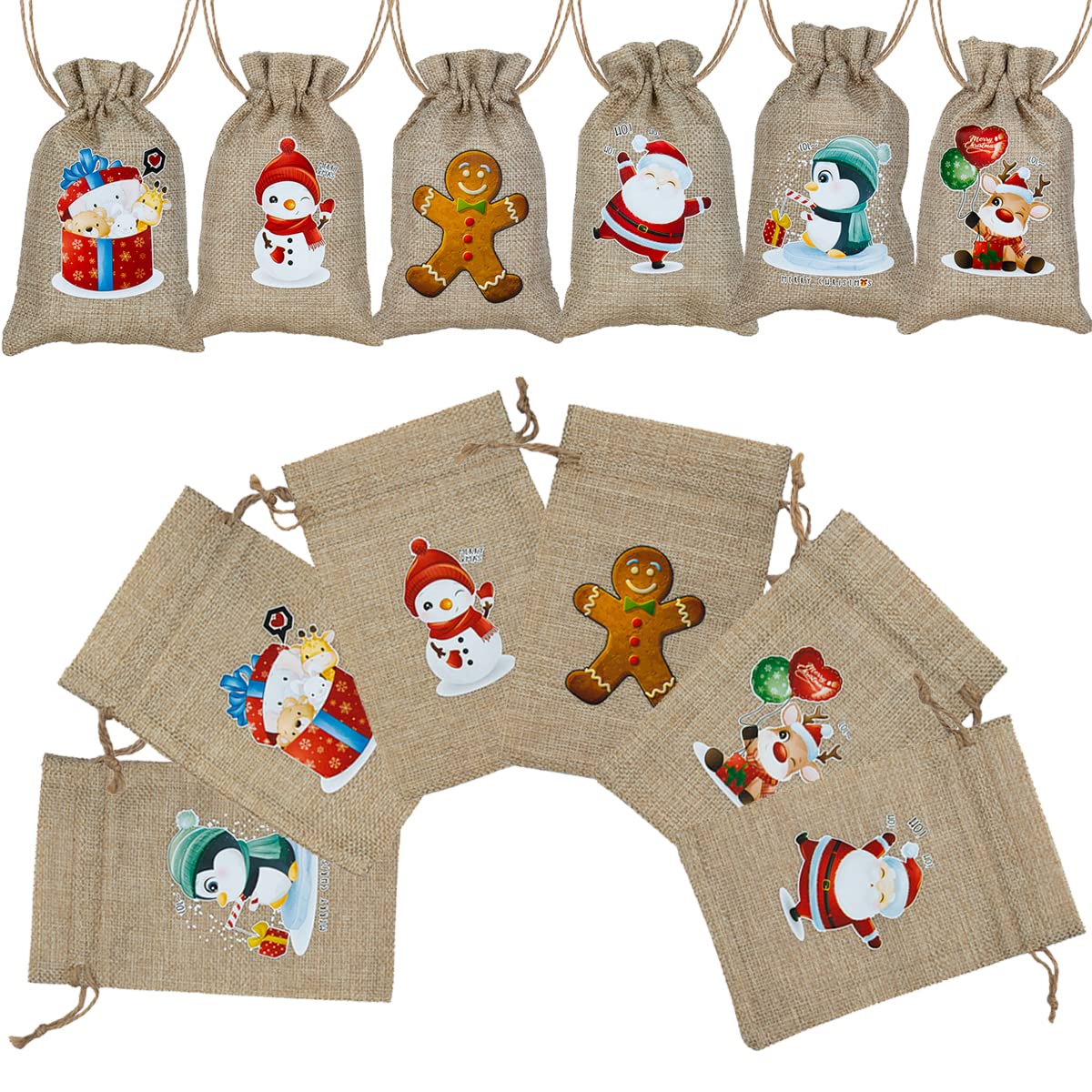 ARTLYMERS 24 Pack Easter Burlap Bags, Bunny Burlap Gift Bags with Drawstring, Linen Jute Goody Gift Bags for Easter Gift Wrapping Kids Party Favor Supply