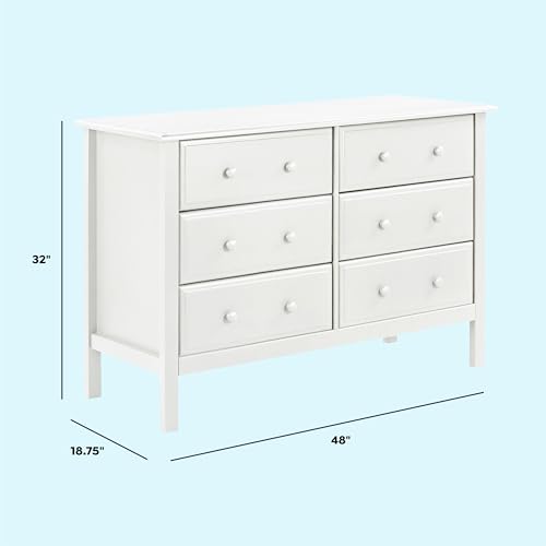 DaVinci Jayden 6-Drawer Double Wide Dresser in White, Greenguard Gold Certified