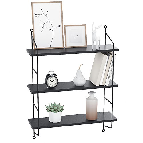 Homdox 3-Tier Industrial Floating Shelves Wall Mounted Display Wall Shelf Storage Rack Wall Rack Holder Rack