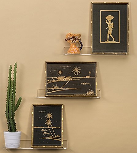 Unum Set of 3 15" Acrylic Floating Wall Ledges/Display Shelves β 5MM Thick Invisible Spice Racks - Crystal Clear Photo Ledge - Nursery/Kids' Bookshelf - 15" L x 4" D x 2" H (3-Pack)