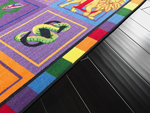 Flagship Carpets ABC Letter Blocks Area Rug for Children's Classroom Floor Mat, Play Room Carpet and General Educational Activities, 7'6" x 12', Multi-Color